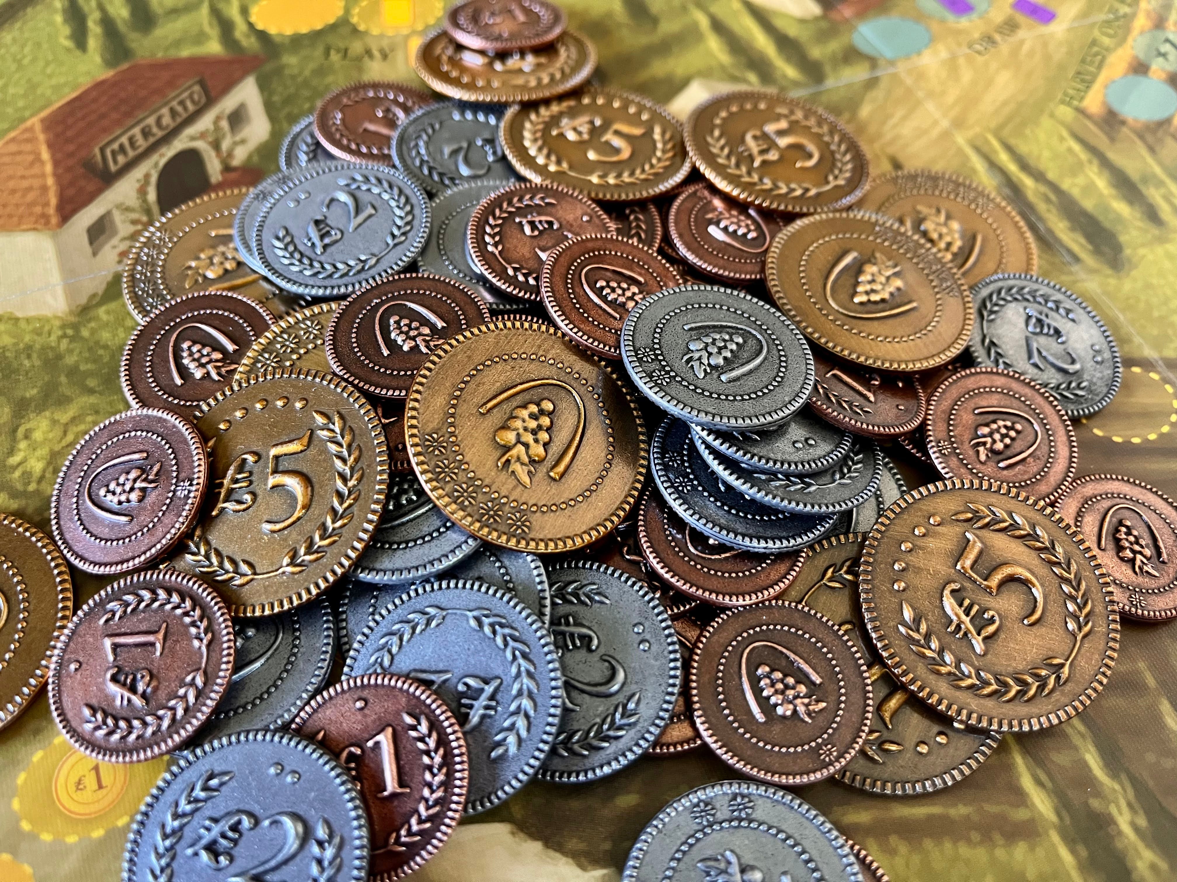 Viticulture and Tuscany: Metal Coin Set – BoardGameGeek Store